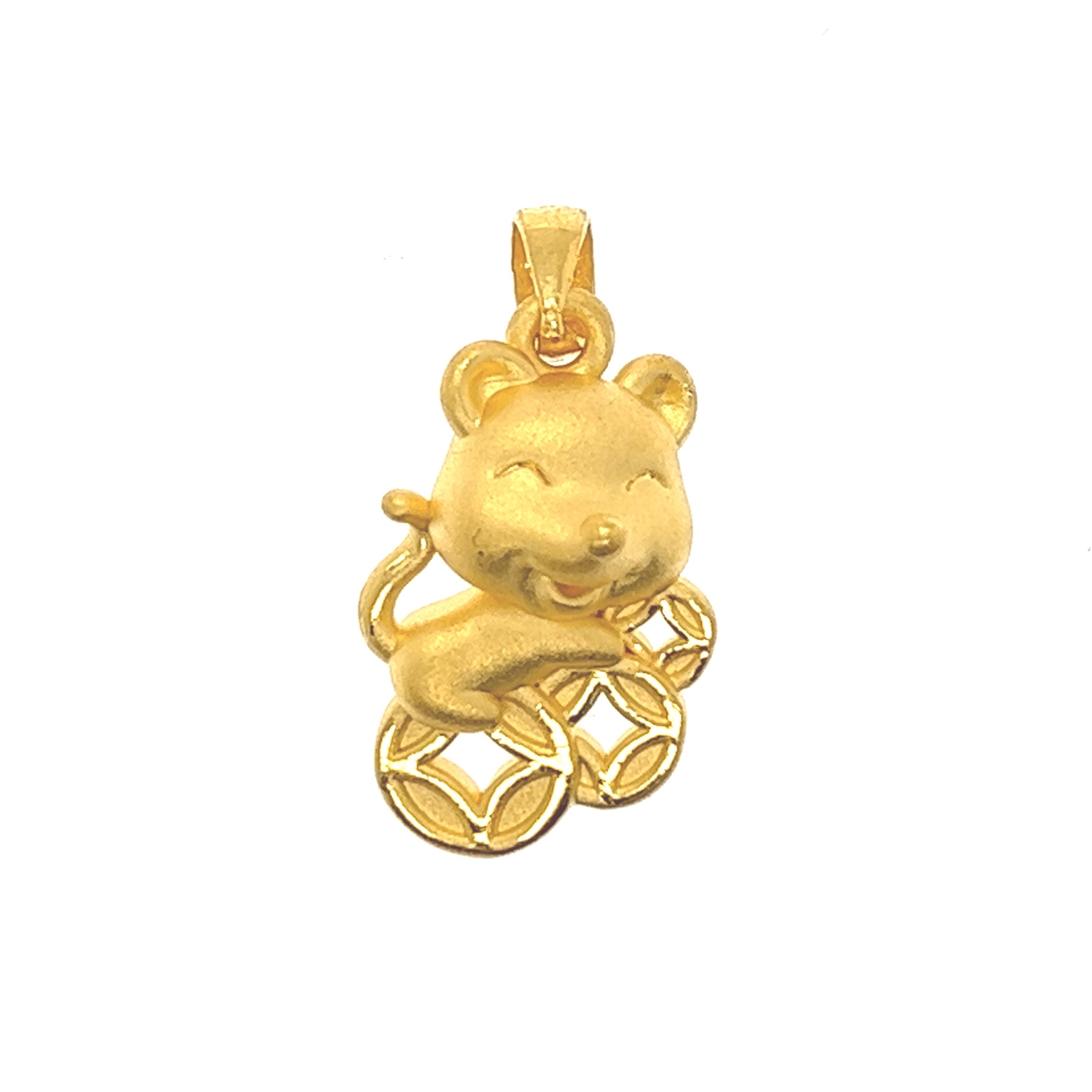 24k Happy Mouse Pendant | Just Gold Jewellery Sydney