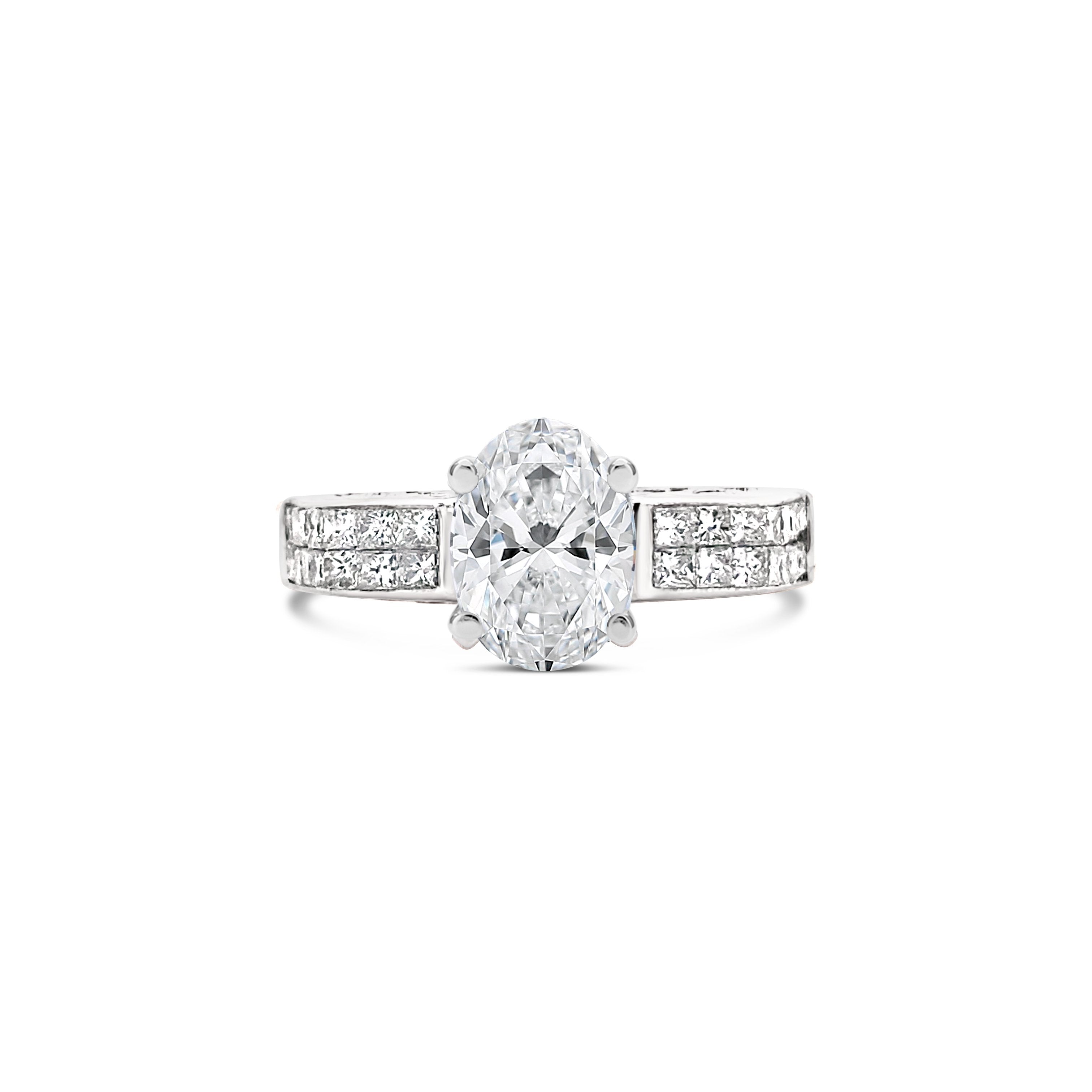 Oval Cut Double Channel Setting Band Diamond Engagement Ring | Just ...